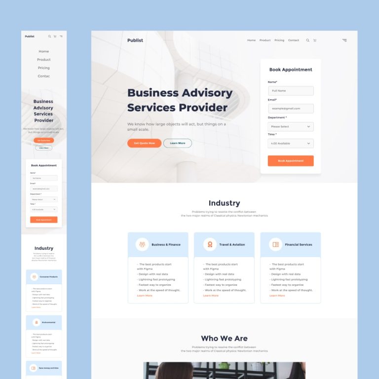 Publist - Free Figma Consulting One Page Template - Captain Design