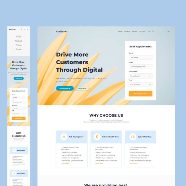 Sprivaten - Free Figma Corporate One Page Template - Captain Design