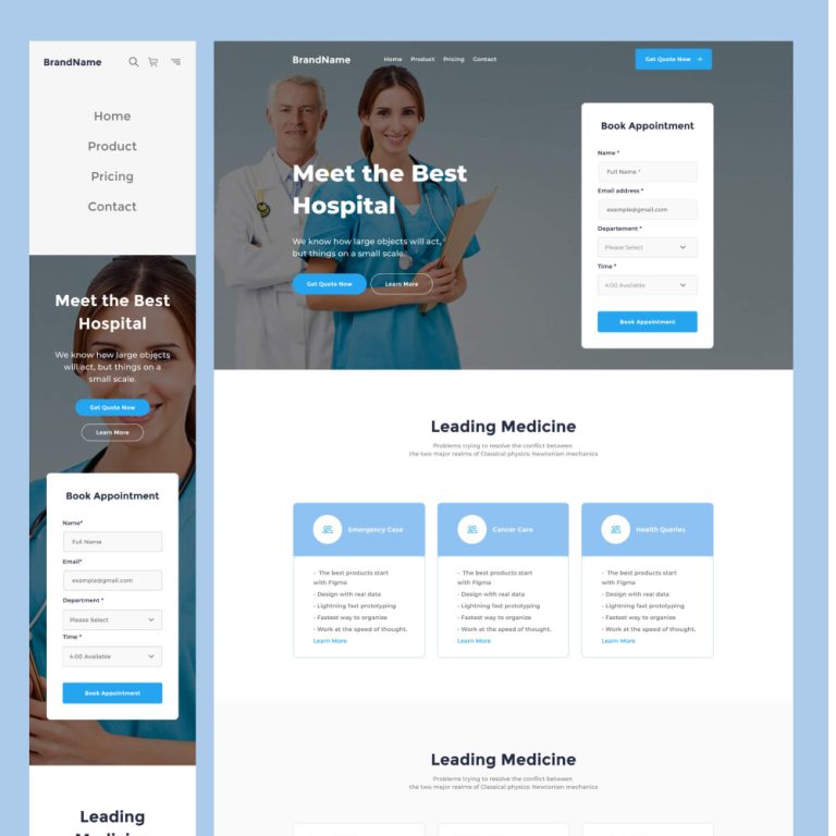 Physionic- Doctor Appointment Website Template (HTML + FIGMA) - Captain ...