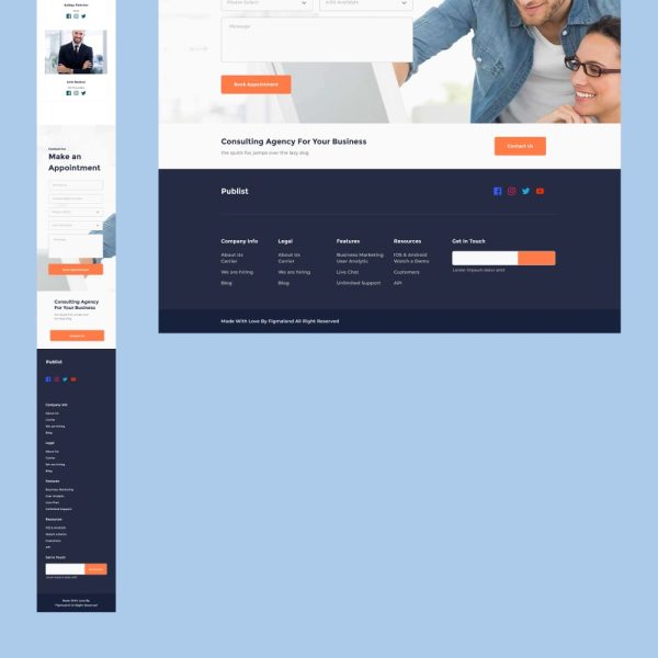 Publist - Free Figma Consulting One Page Template - Captain Design Publist - Free Figma Consulting One Page Template - Captain Design