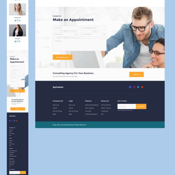 Sprivaten - Free Figma Corporate One Page Template - Captain Design