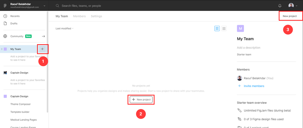 How to create a new Figma team project - Captain Design