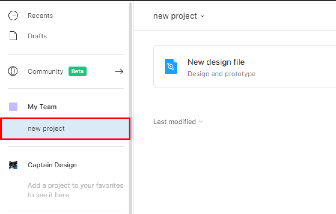 How to create a new Figma team project - Captain Design
