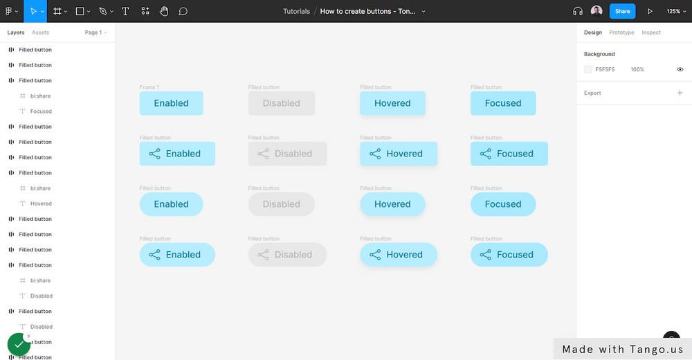 How to design filled tonal buttons - Figma Tutorial - Captain Design